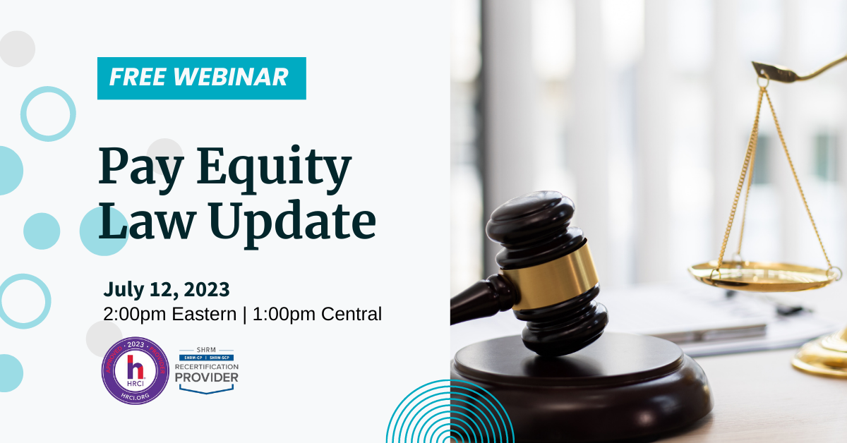 Free Webinar Pay Equity Law Update